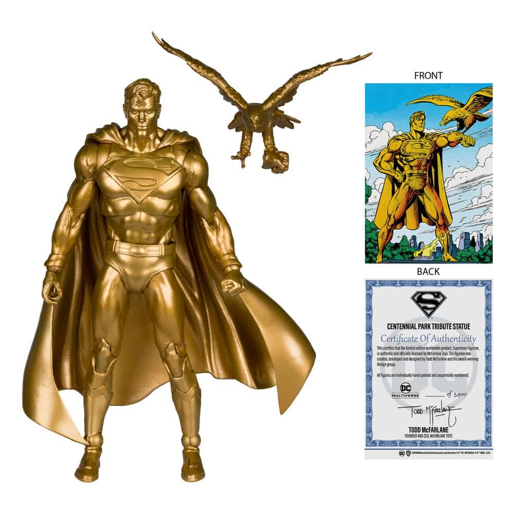 SUPERMAN CENTENNIAL PARK TRIBUTE STATUE GOLD LABEL DC MULTIVERSE ...